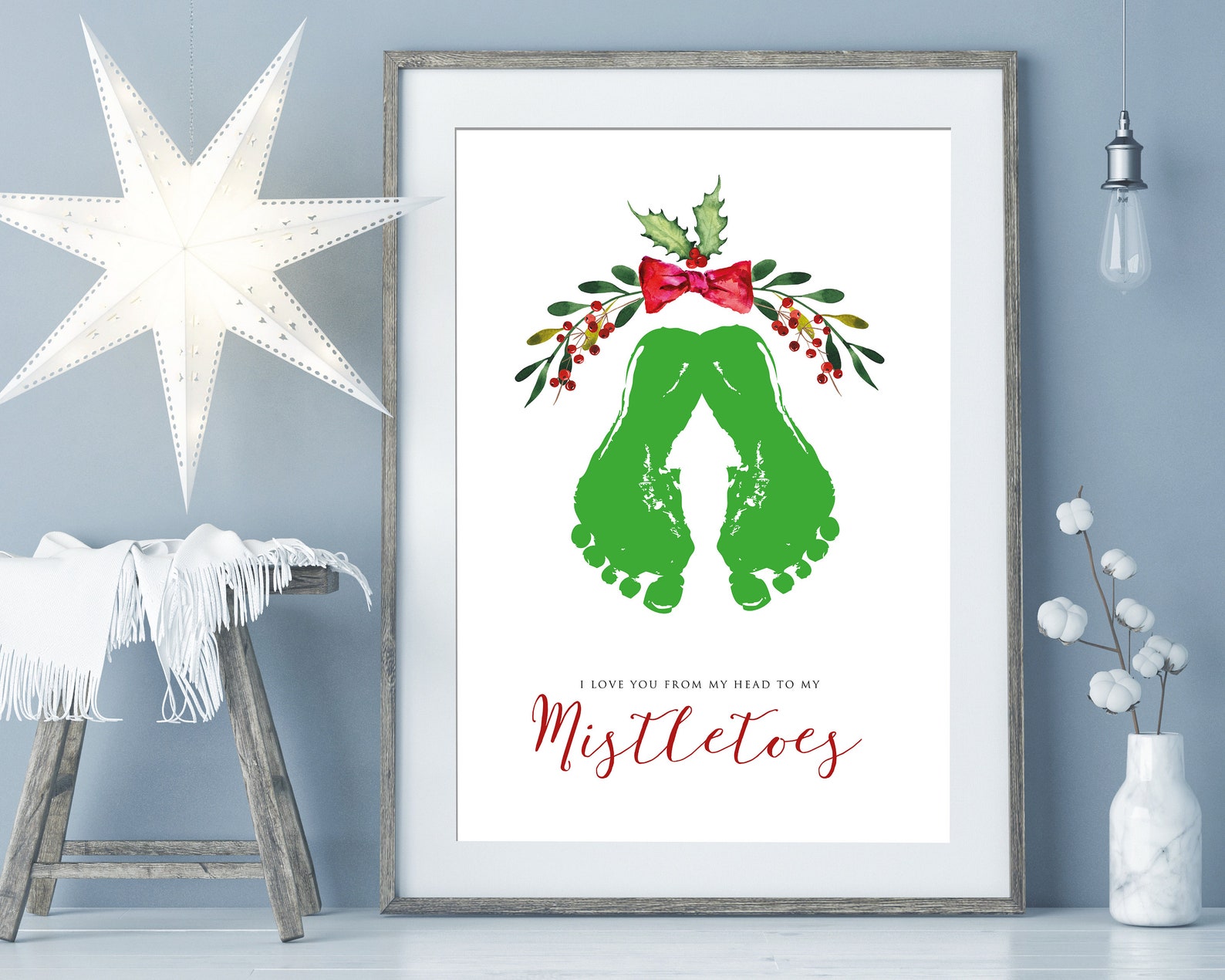 I Love You From My Head to My Mistletoes / Footprint Art / Christmas ...