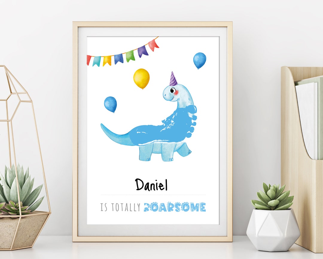 Dinosaur Footprint Art: Roarsome Birthday Keepsake (digital Download ...