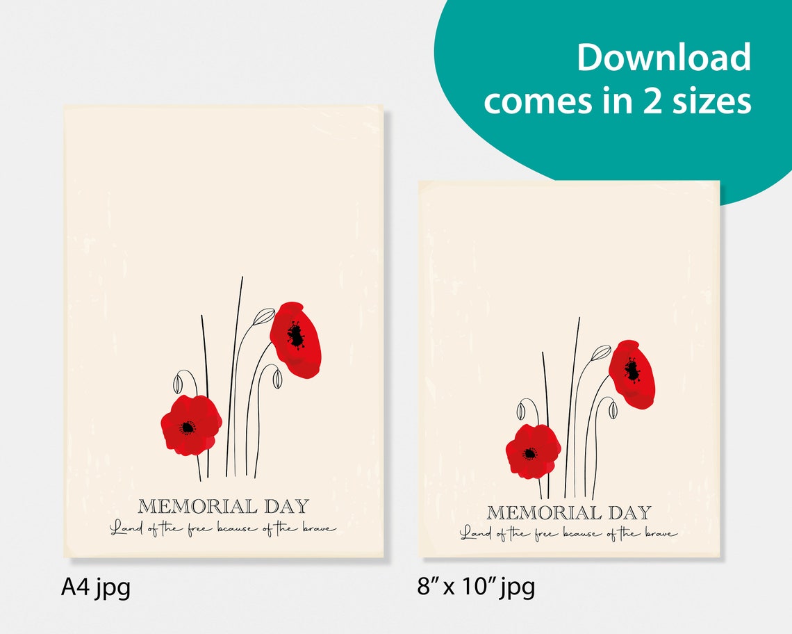 Memorial Day / Veterans / Poppy Flower / Handprint Art / Printable ...