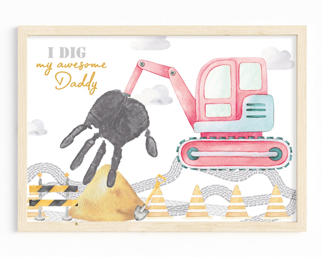 Father's Day / I Dig My Awesome Daddy / Hand Print Art / Printable Toddler/baby DIY Keepsake ...