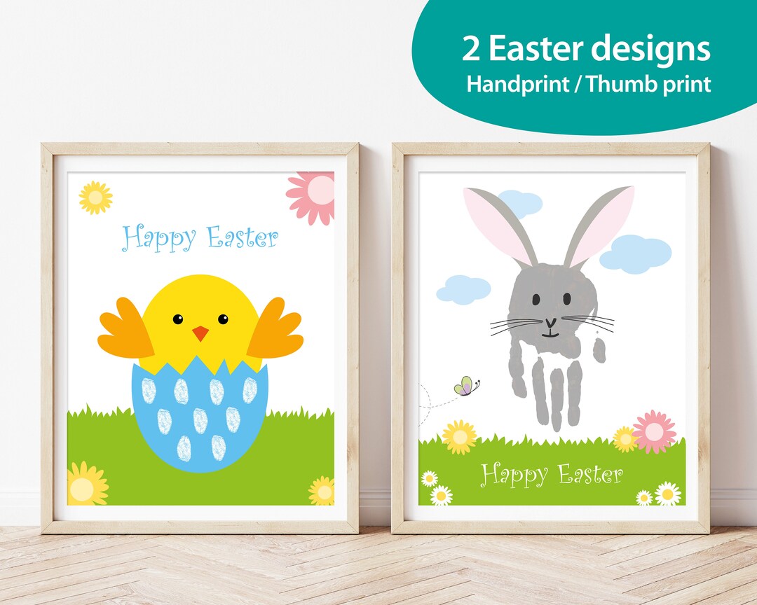 Easter Handprint Art: Bunny & Chick Craft (digital Download) - Etsy