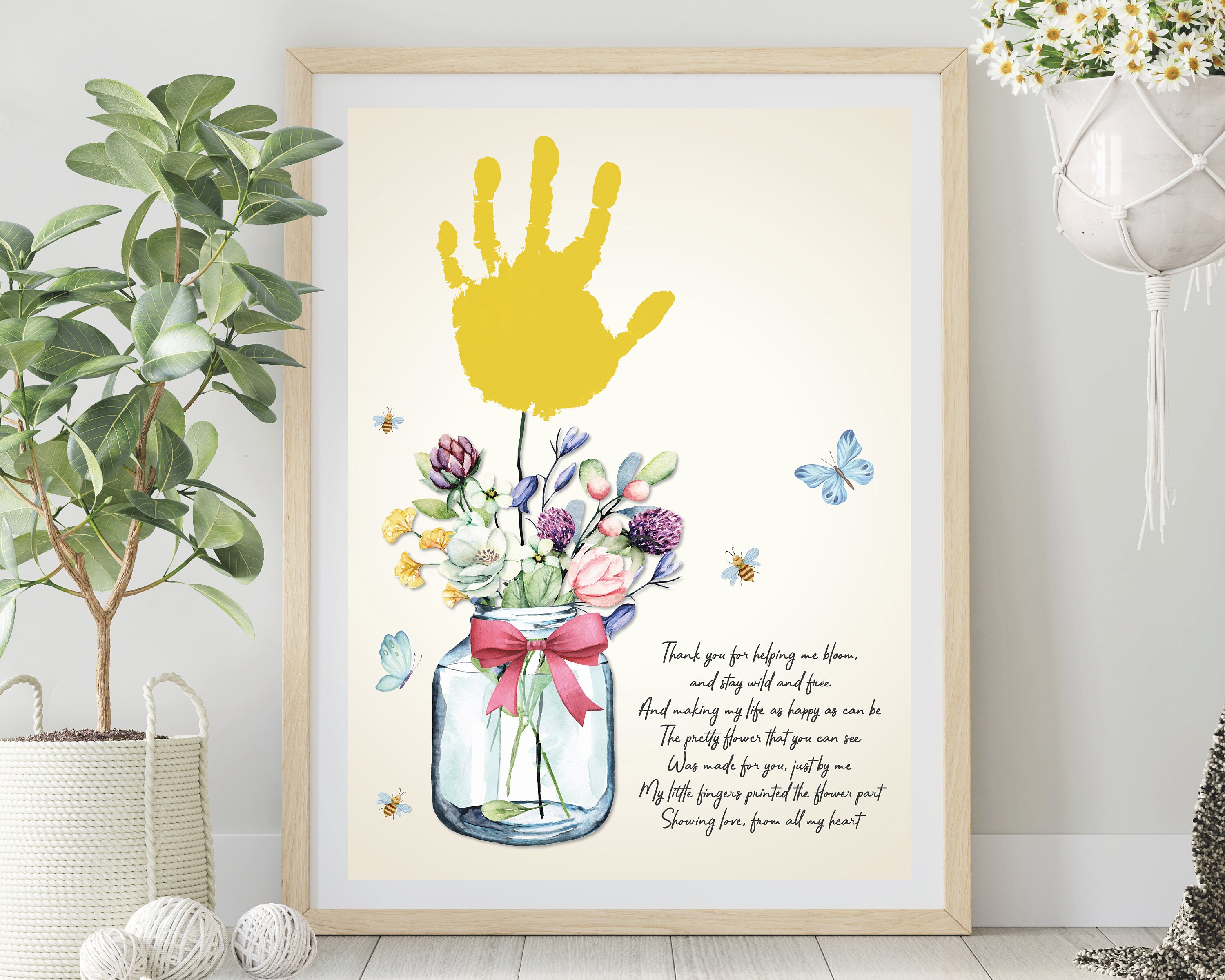 Flower Vase / Mother's Day Gift / Mom, Mum, Grandma / Handprint Art ...