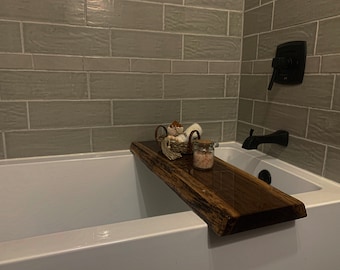 Live Edge Bath Board With Ocean Waves, Black Walnut Wood - Etsy