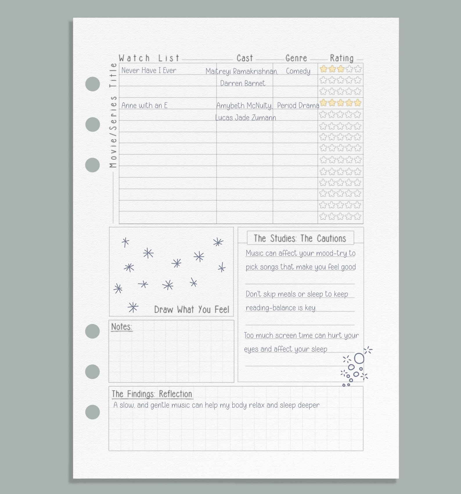 Funtime Tracker Printable | Playlist Watchlist Readlist Log | Cozy ...