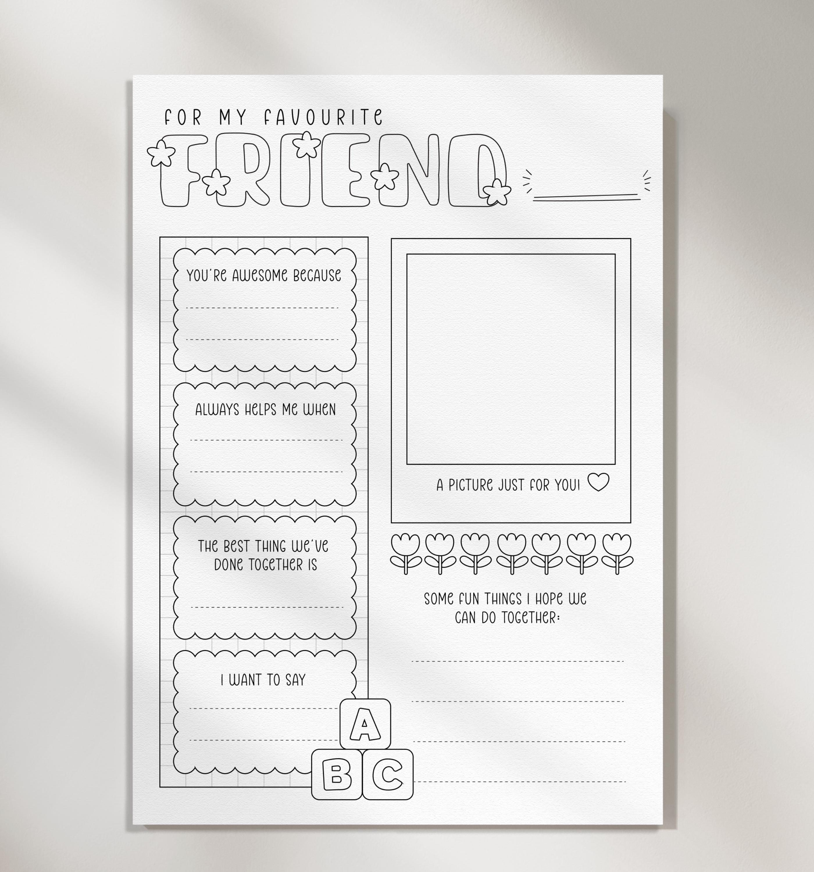 Best Friend Card Printable | Favorite Friend Coloring Page for Kids ...