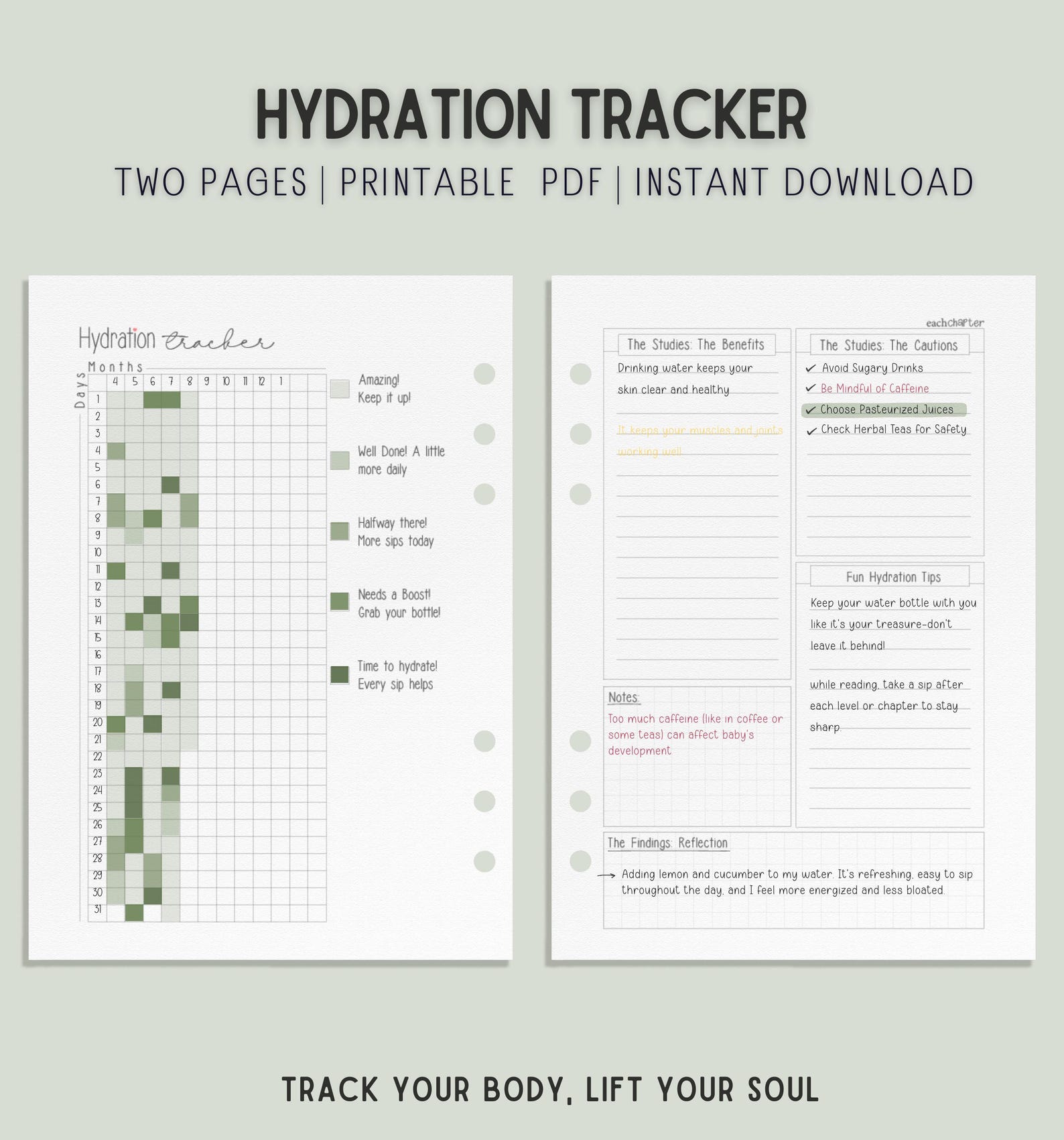 Hydration Tracker Printable | Daily Water Intake Log | Stay Hydrated ...