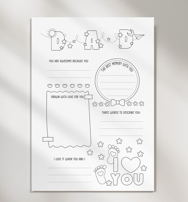 I Love You Dad Card Printable | Father's Day Coloring Card From Kids ...