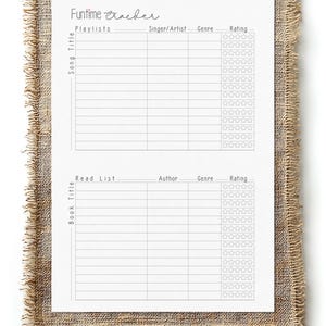 Funtime Tracker Printable | Playlist Watchlist Readlist Log | Cozy ...