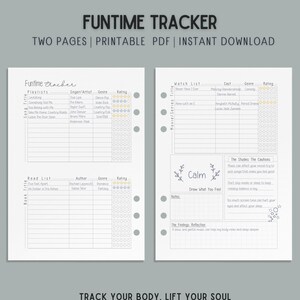 Funtime Tracker Printable | Playlist Watchlist Readlist Log | Cozy ...