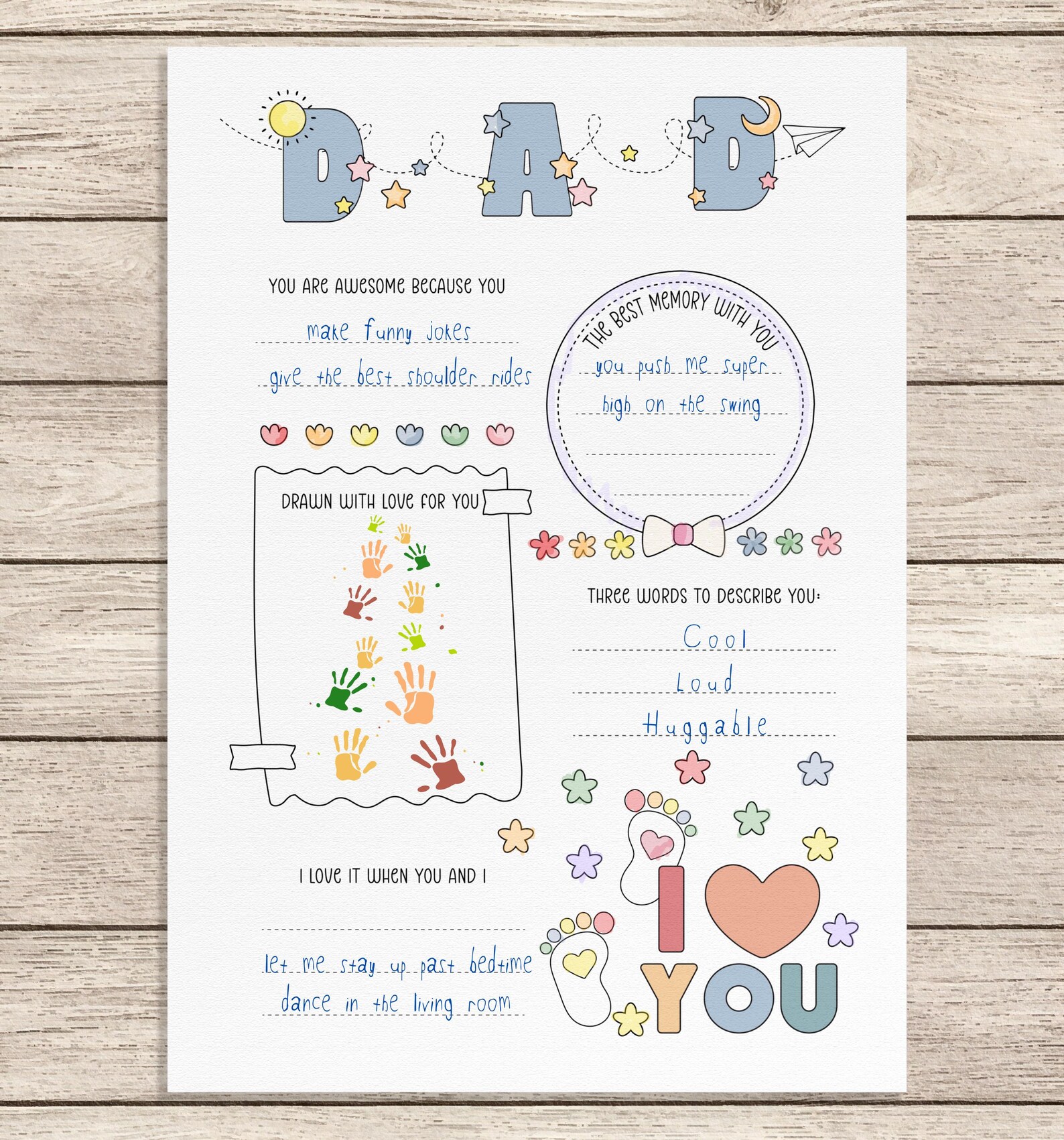 I Love You Dad Card Printable | Father's Day Coloring Card From Kids ...