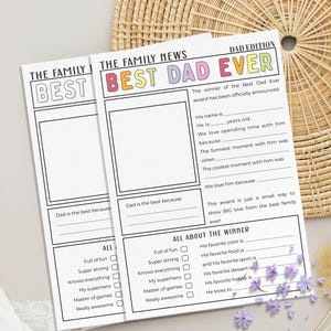 Father's Day Gift | Best Dad Ever Newspaper Printable | Kid Interview ...