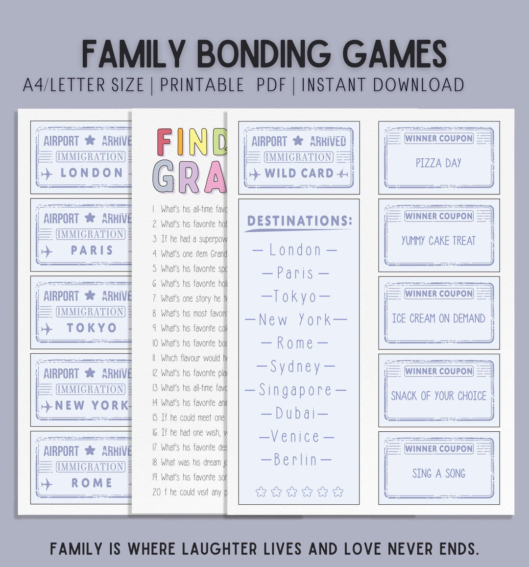 Grandparents Day Gift | Find Grandpa Game Printable | Fun Activity for ...
