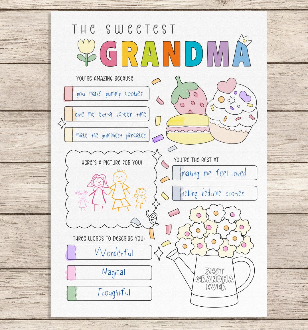 Grandma Appreciation Card Printable | Kids Gratitude Coloring Page for ...