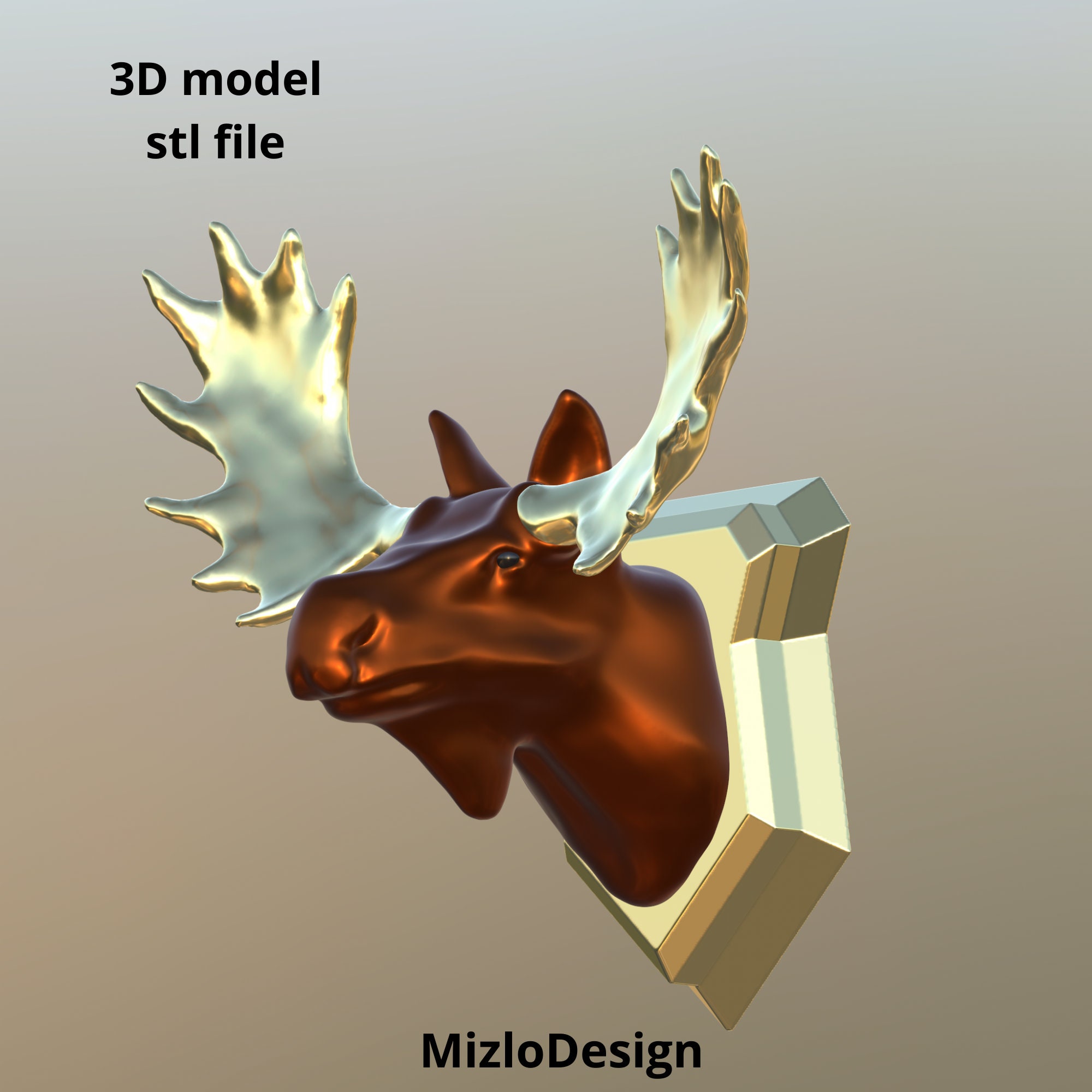 Moose Head 3D Model Digital Download Stl File for 3D Printing - Etsy