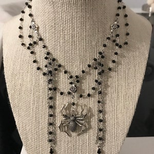Gothic Spider Rose Choker Necklace - Etsy