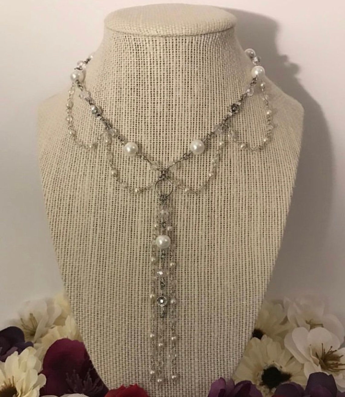 Elegant Pearl Floral Fairy Drop Choker Necklace - Etsy
