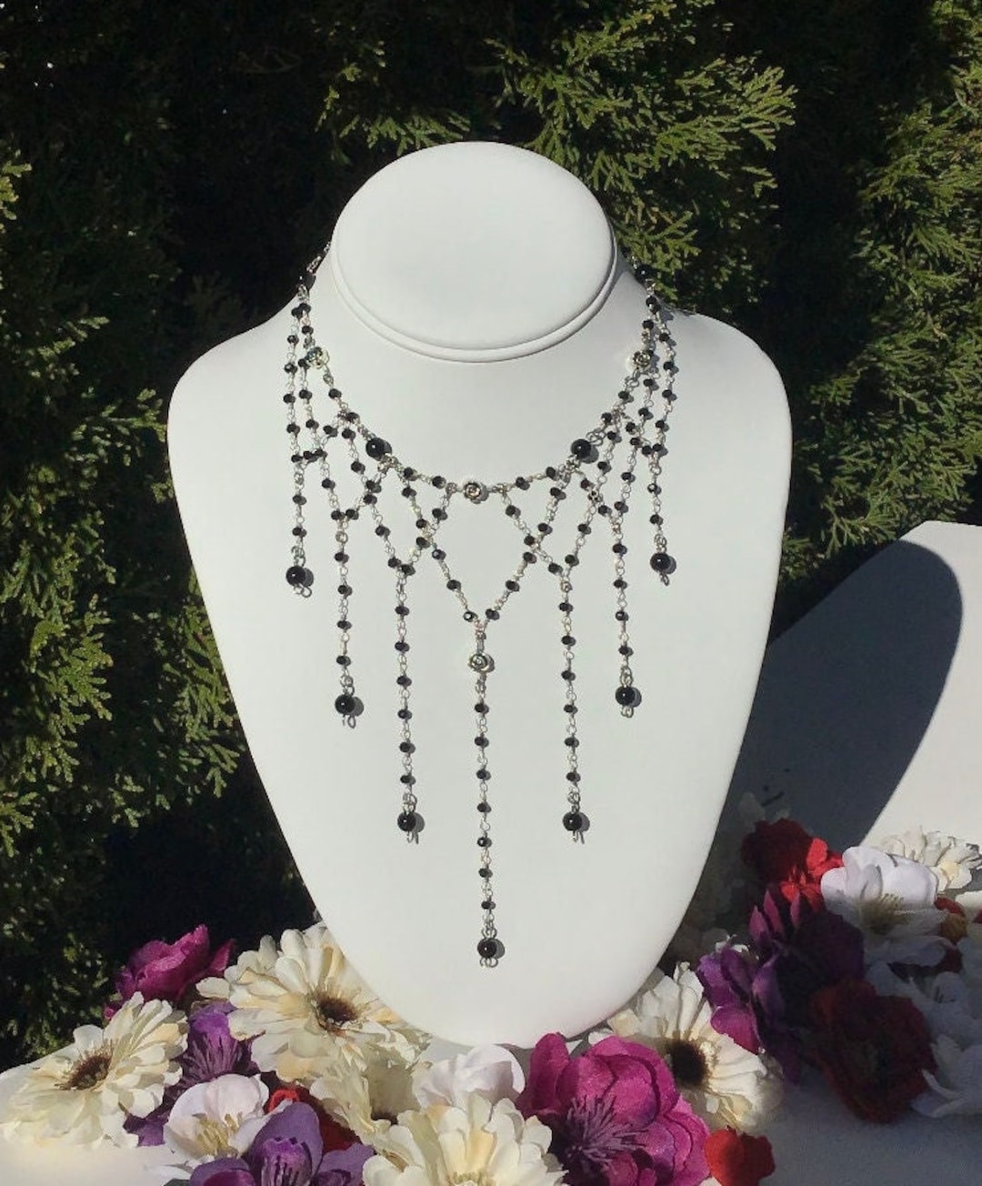 Gothic Pearl Rose Drop Choker Necklace - Etsy