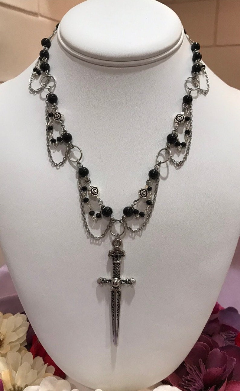 Gothic Silver Sword Necklace - Etsy