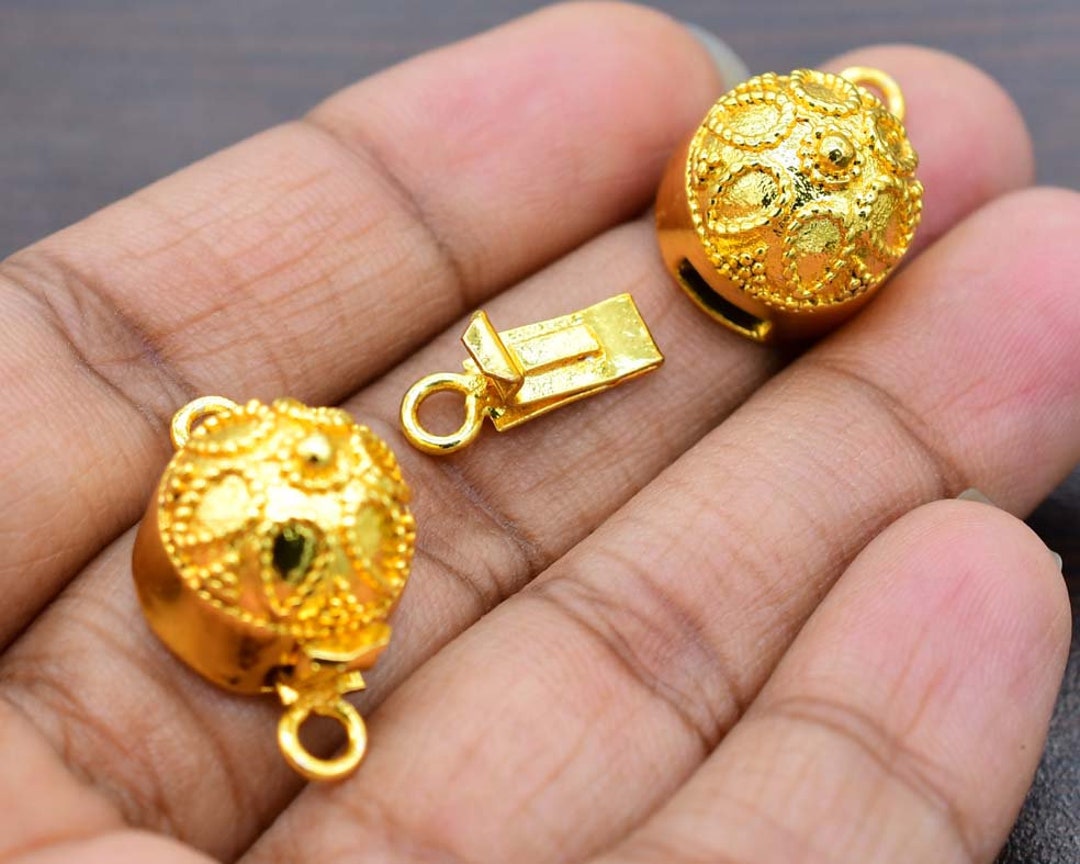 24x14x13mm Multi Strand Round Bali Box Clasp 1 Strand Real Gold Plated ...