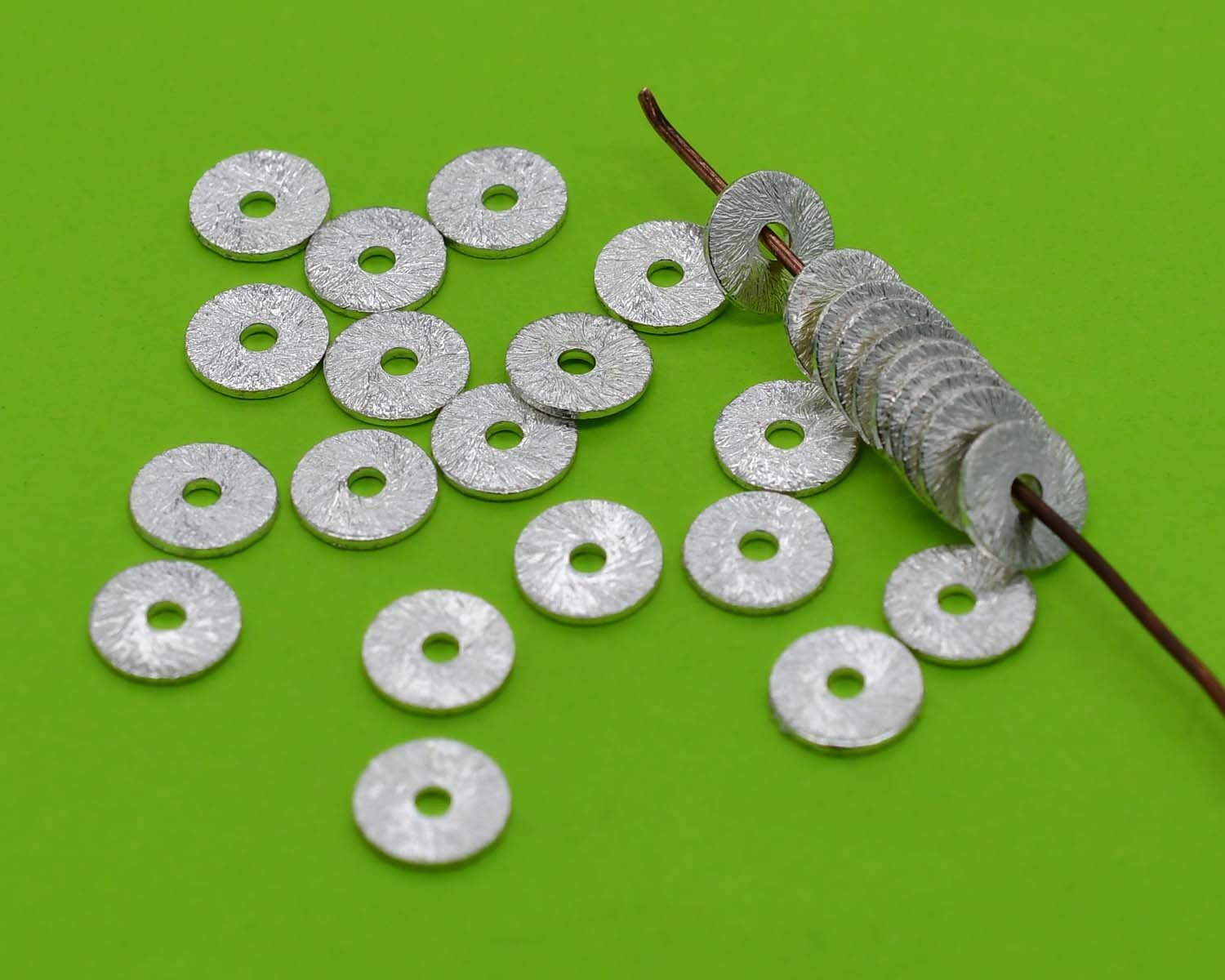 4mm Flat Disc Spacer, Silver Plated Heishi Beads, Brushed Spacer Beads ...