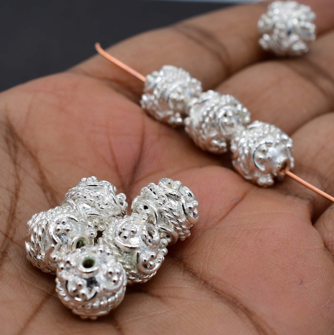12mm Round Bali Bead Real Silver Plated Bead Solid Copper Bead Spacer ...