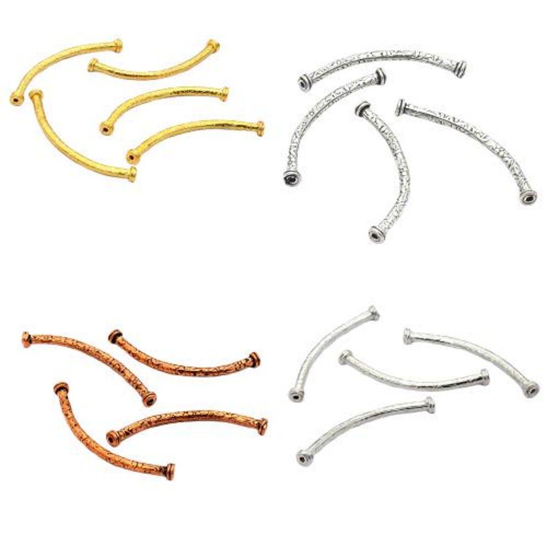 48x3mm Bali Curved Tube Bead, Pipe Tube Bead Oxidized Copper, Oxidized ...