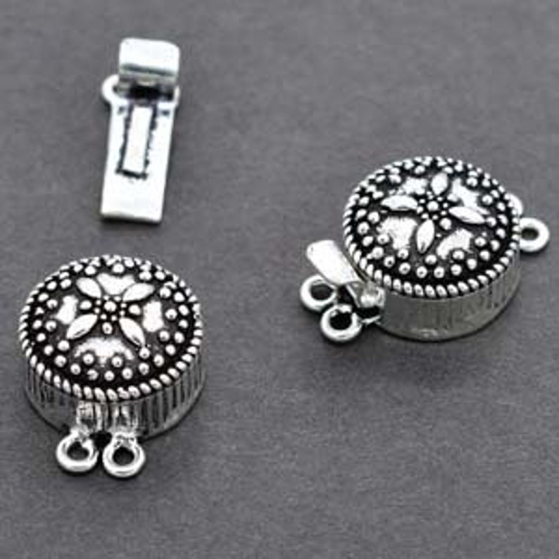 24x15x9mm Multi Strand Round Bali Box Clasp 2 Strand Oxidized Silver ...