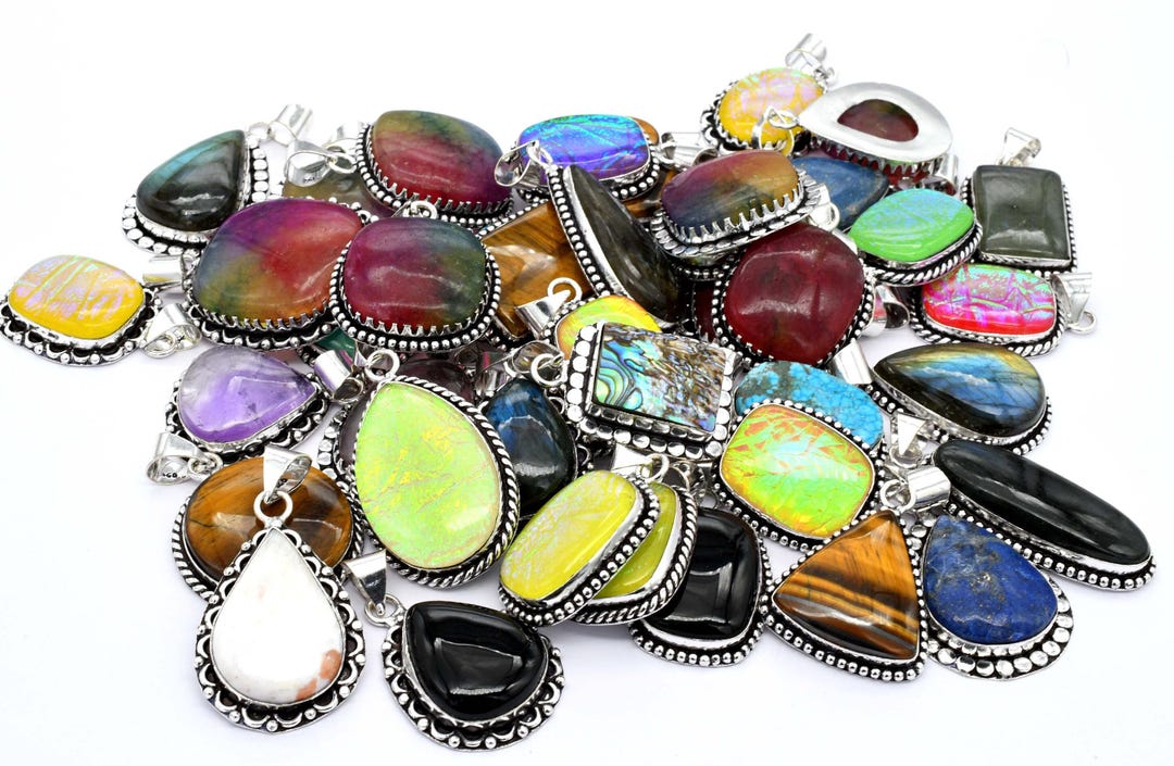 Pendant Lot in Multi Colour, Assorted Crystal Handmade Bezel Pendant ...