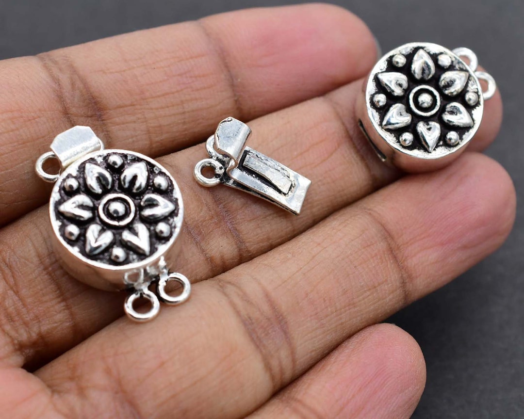 25x16x7mm Multi Strand Round Bali Box Clasp 2 Strand Oxidized Silver ...