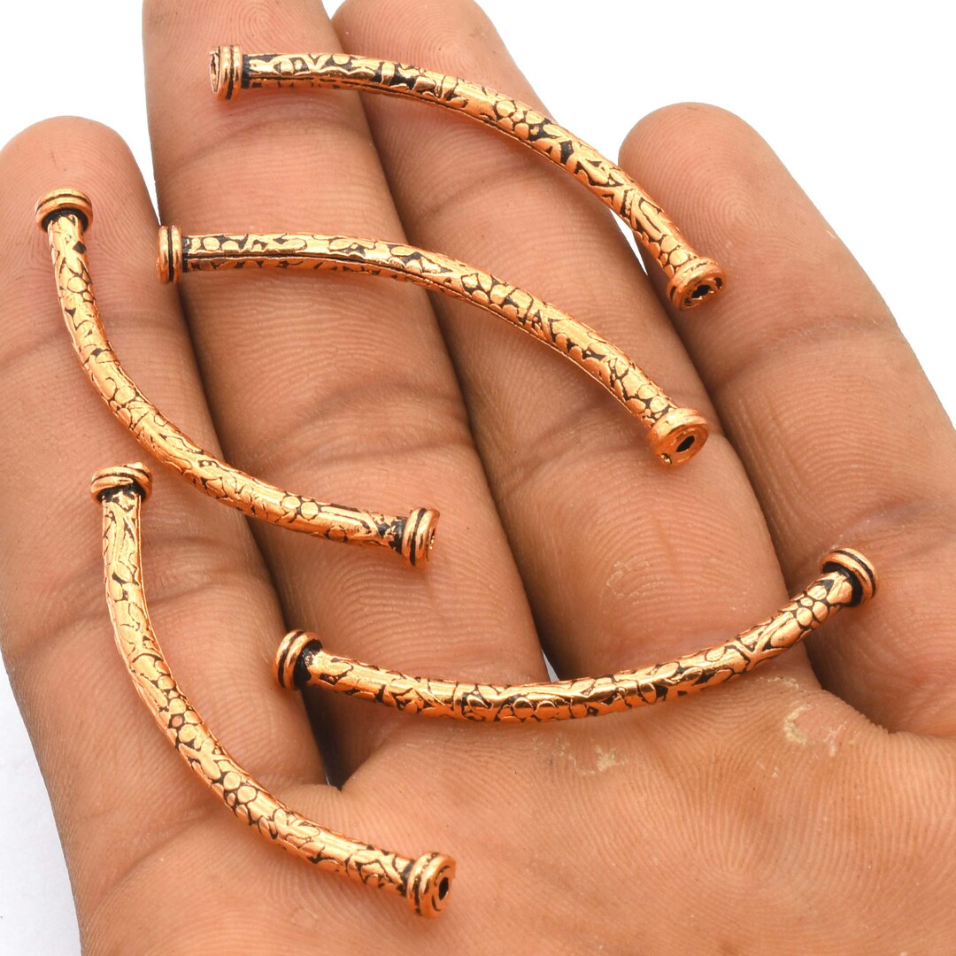 42x3mm Bali Curved Tube Bead Oxidized Copper Jewellery Making Tube Bead ...
