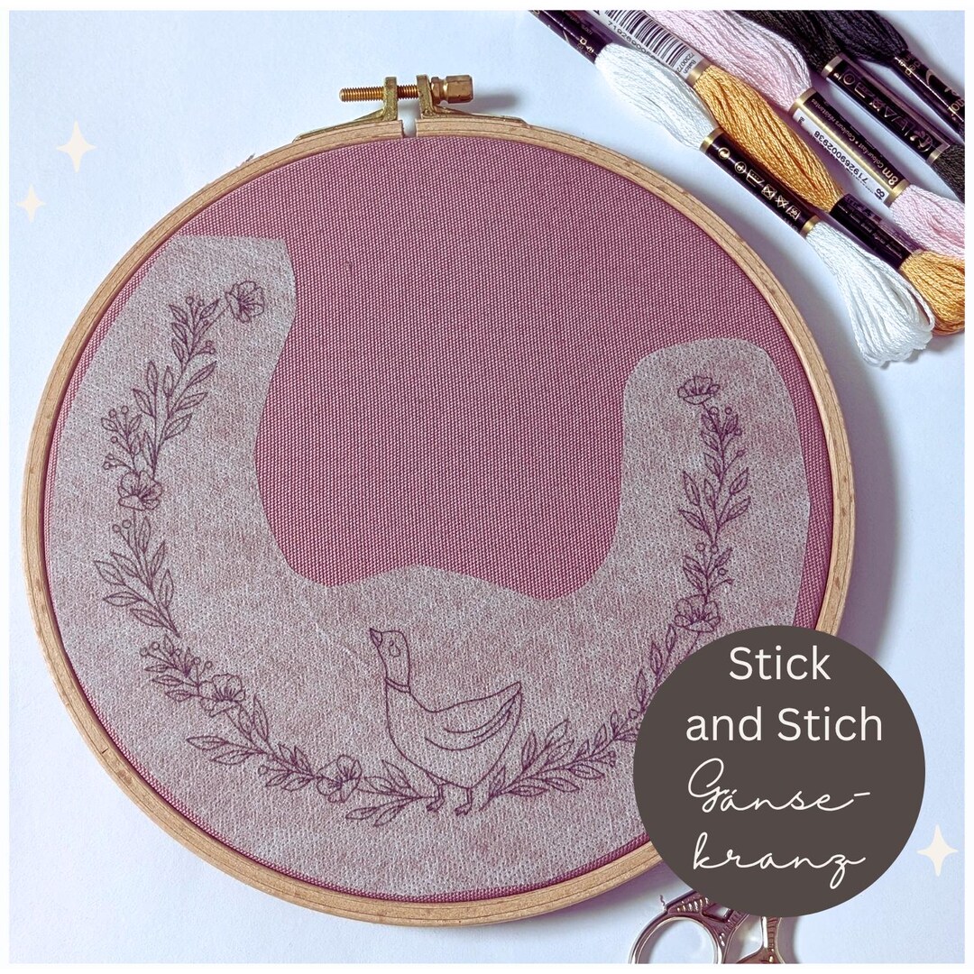 Stick and Stitch Goose Wreath, Embroidery Stickers Flowers, Modern ...