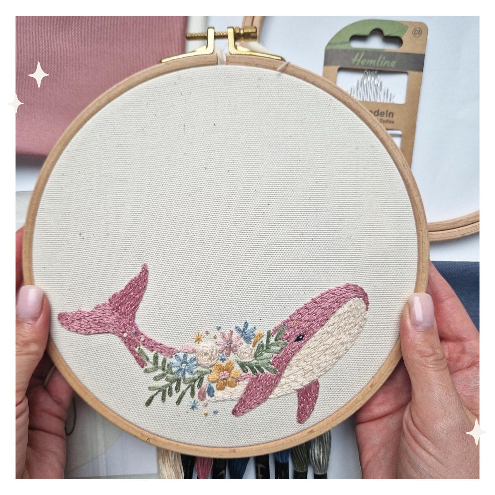 Embroidery Pattern PDF Whale With Flowers, Embroidery for Children ...