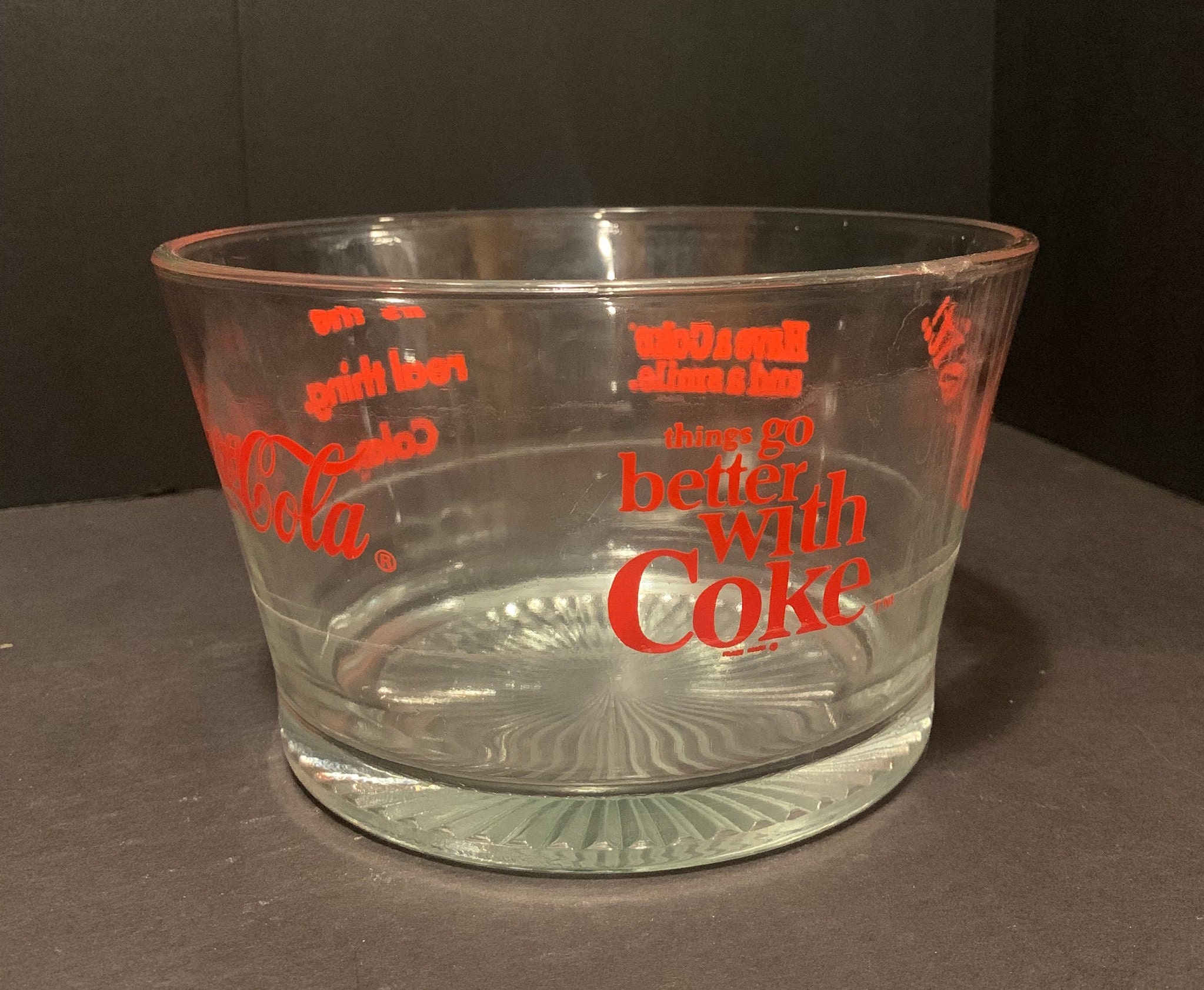 VINTAGE 1980's Coca-cola Glass Bowl - Etsy
