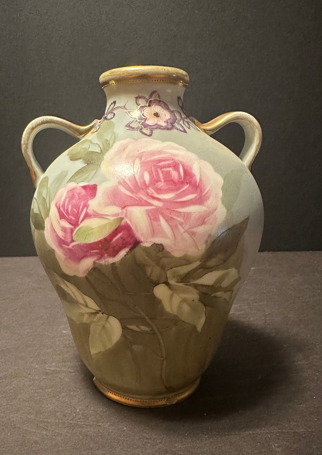 Nippon Morimura Roses Handles Hand-painted Vase 19th Century - Etsy