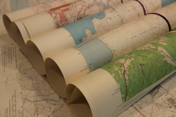 10 Vintage USGS Maps: Display Hanging Art Wrapping Paper - Etsy