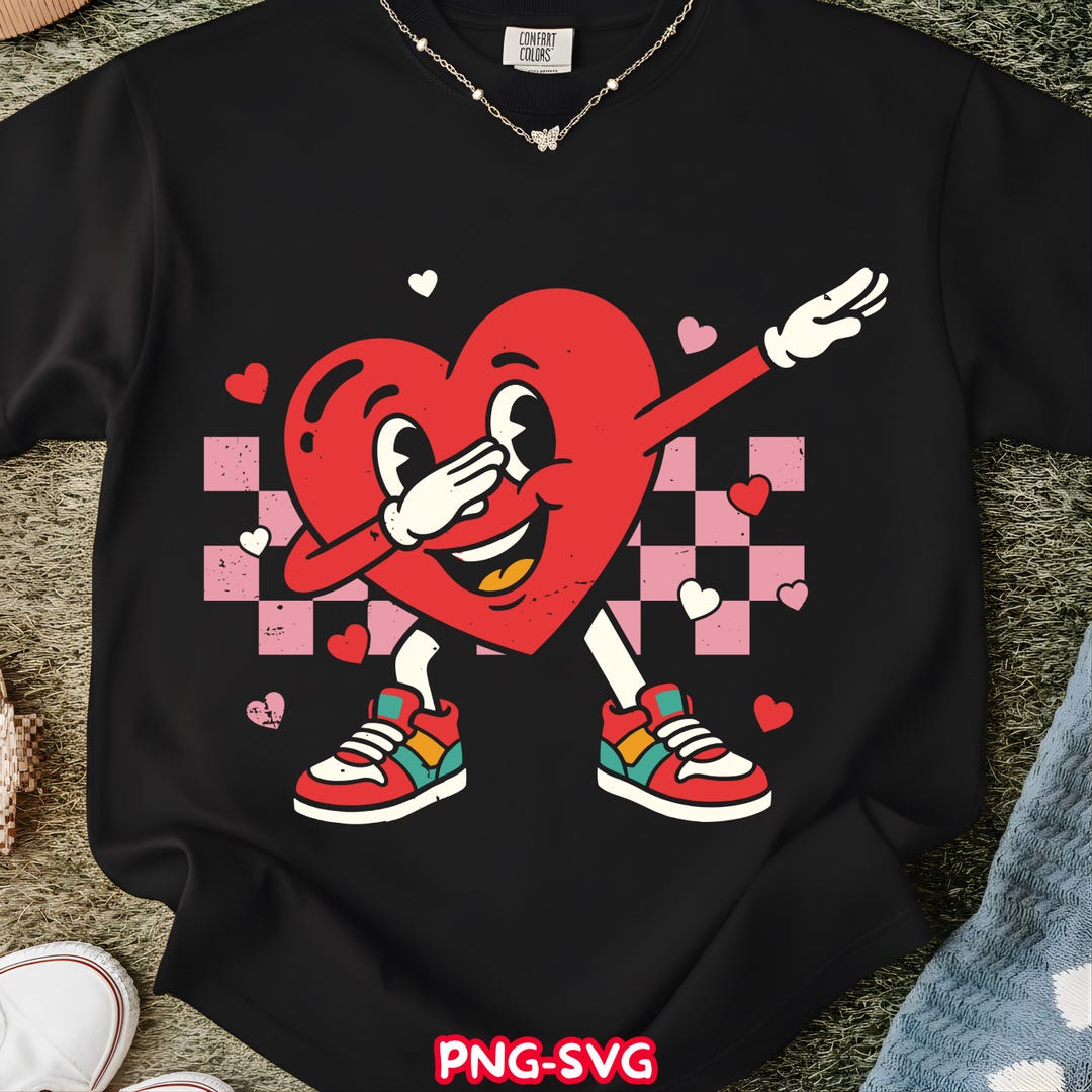 Dabbing Heart PNG SVG | Funny Valentine Heart Character Design | Retro ...
