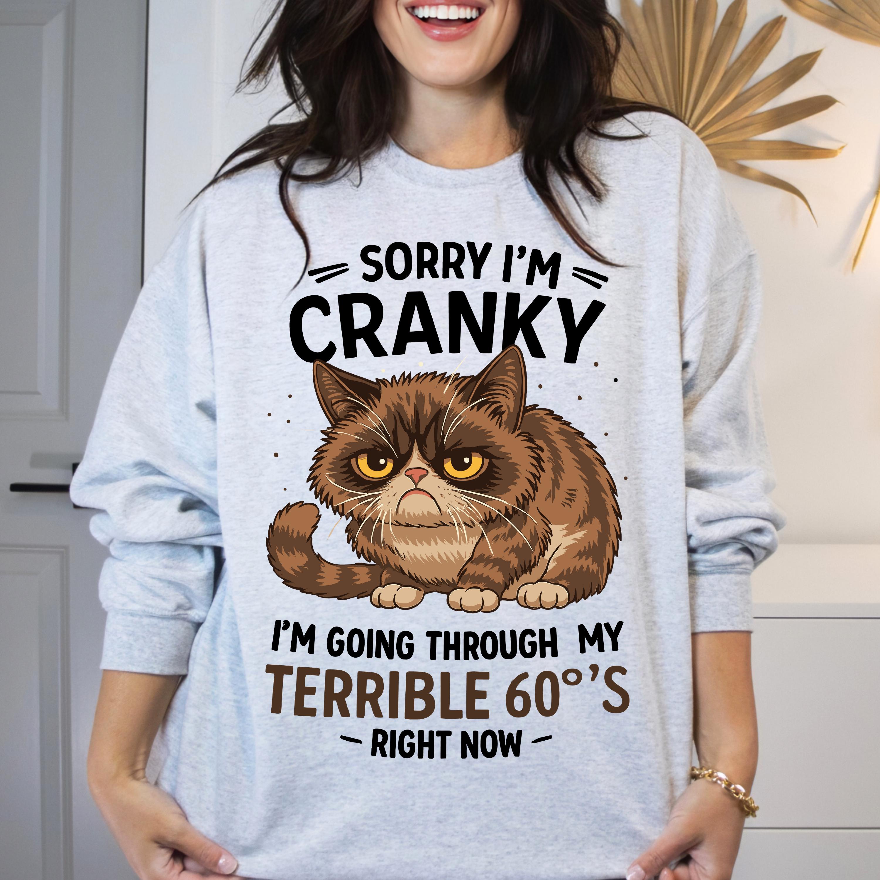 Funny Grumpy Cat Retro Design SVG PNG, Sorry I'm Cranky I'm Going ...