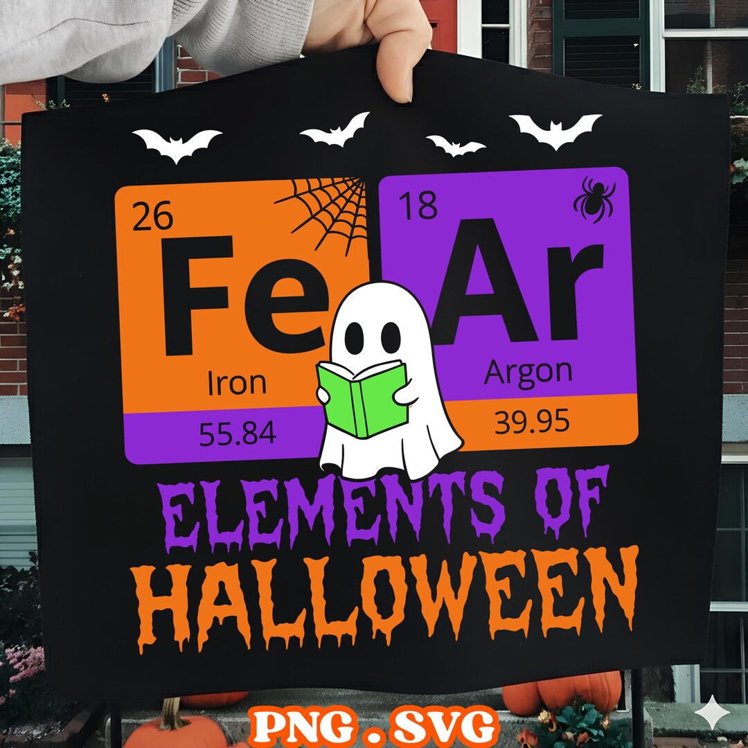 Funny Science Halloween Elements of Fear Ghost Teacher Chemistry Design ...