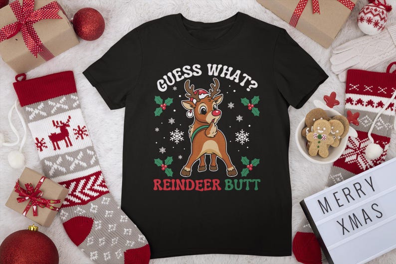 Guess What Reindeer Butt PNG SVG | Funny Christmas Reindeer Design ...