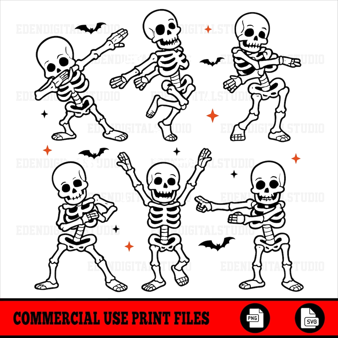 Halloween Skeleton Dance Png Svg,funny Skeletons Doing Dab and Floss ...