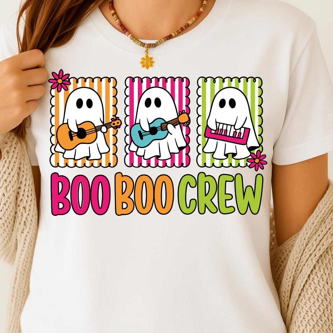 Boo Boo Crew Halloween Ghost Music SVG PNG, Funny Ghost Band Digital ...