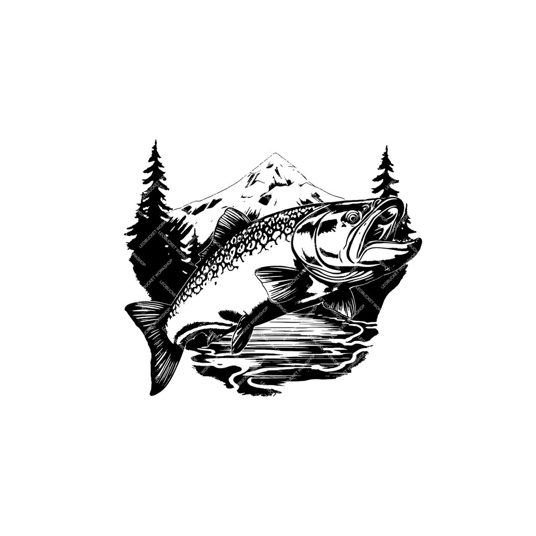 Salmon Fishing SVG Cricut Cut File Printable Vector Image for Logo ...