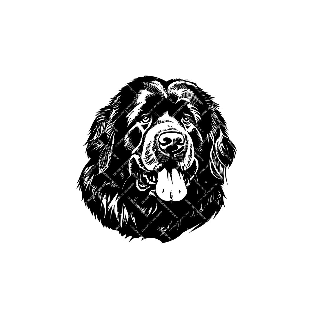 Newfoundland Dog Head SVG for Digital Download, Cricut Cut File, DIY ...