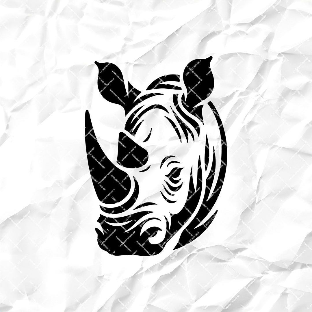 Digital Rhino Head SVG & PNG Cut File for Cricut, DIY Wild Animal ...