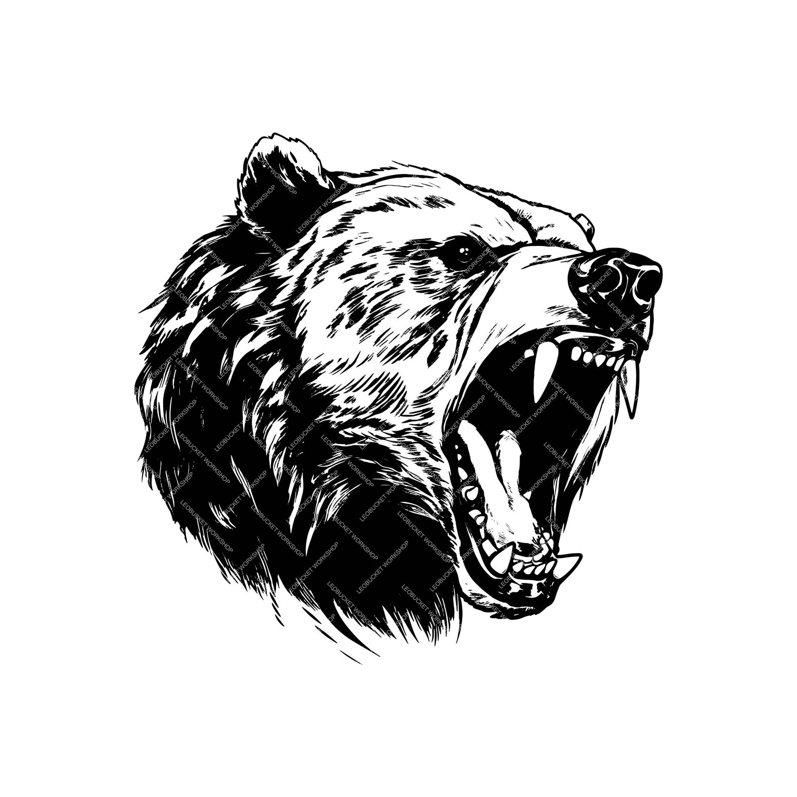 Roaring Bear SVG Cricut Cut File Printable Vector Image for Logo Design ...