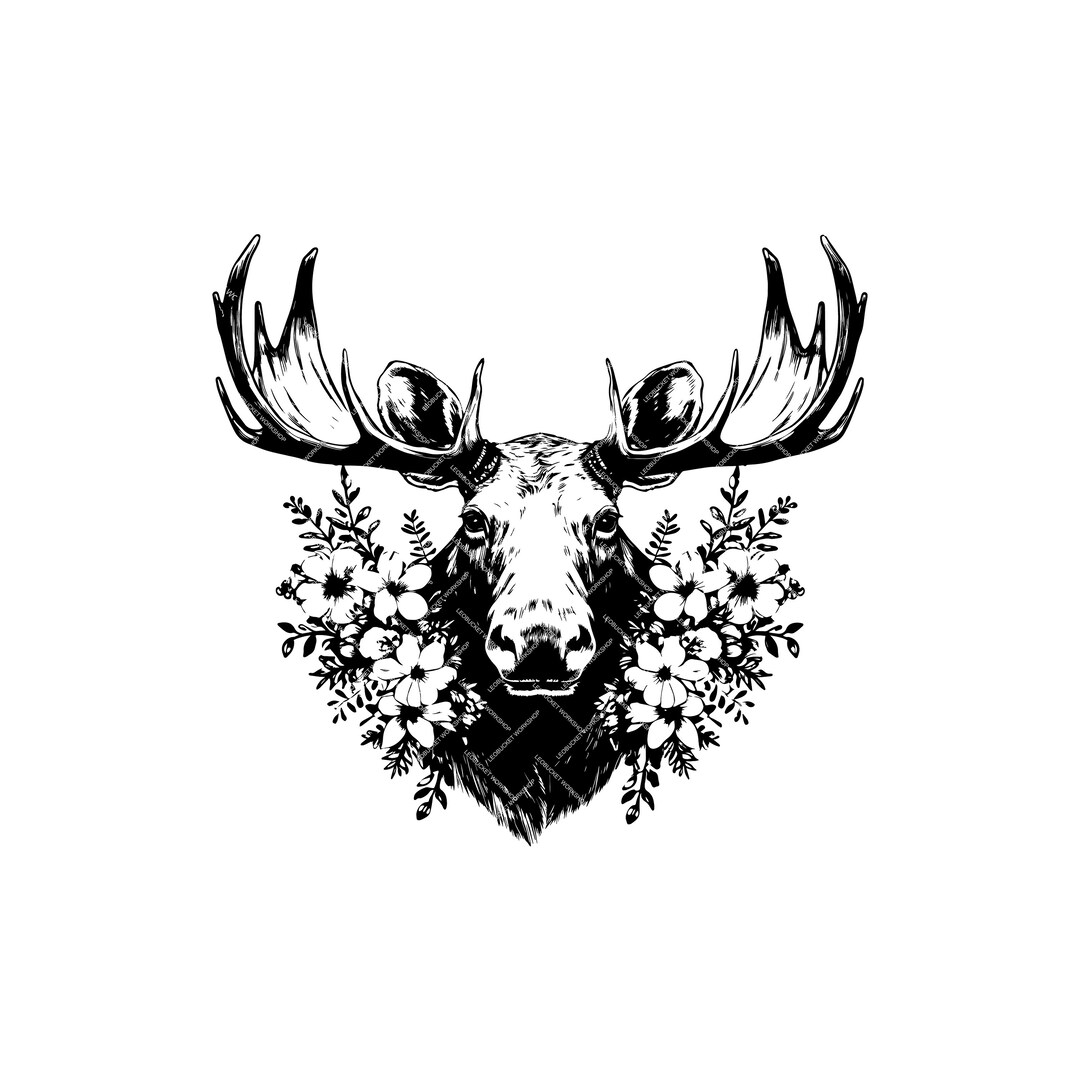 DIY Moose Head With Flowers SVG Cut File Wild Animal Patterns With ...