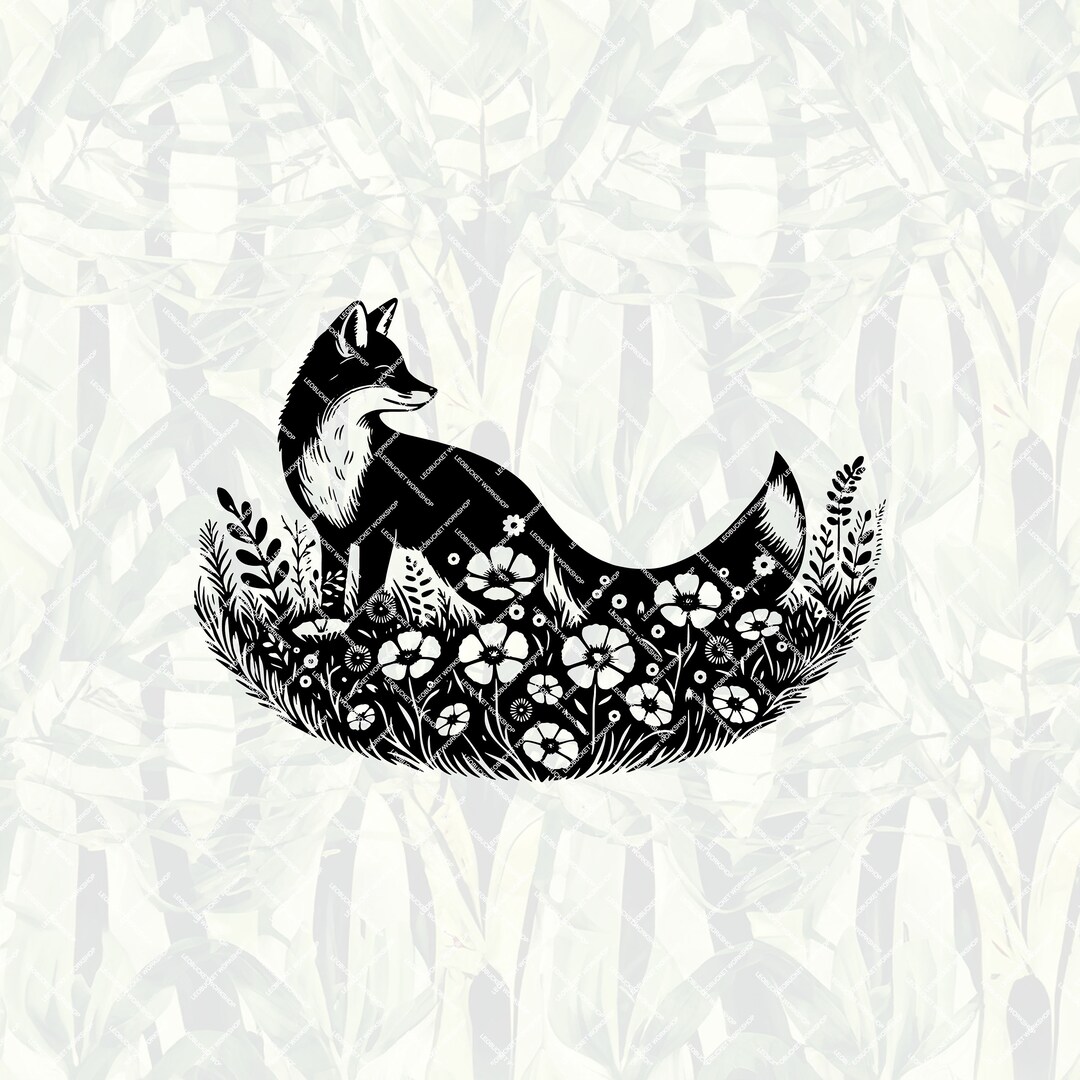 Digital Download Fox SVG - Cricut Ready Wild Fox With Flowers Cut File ...