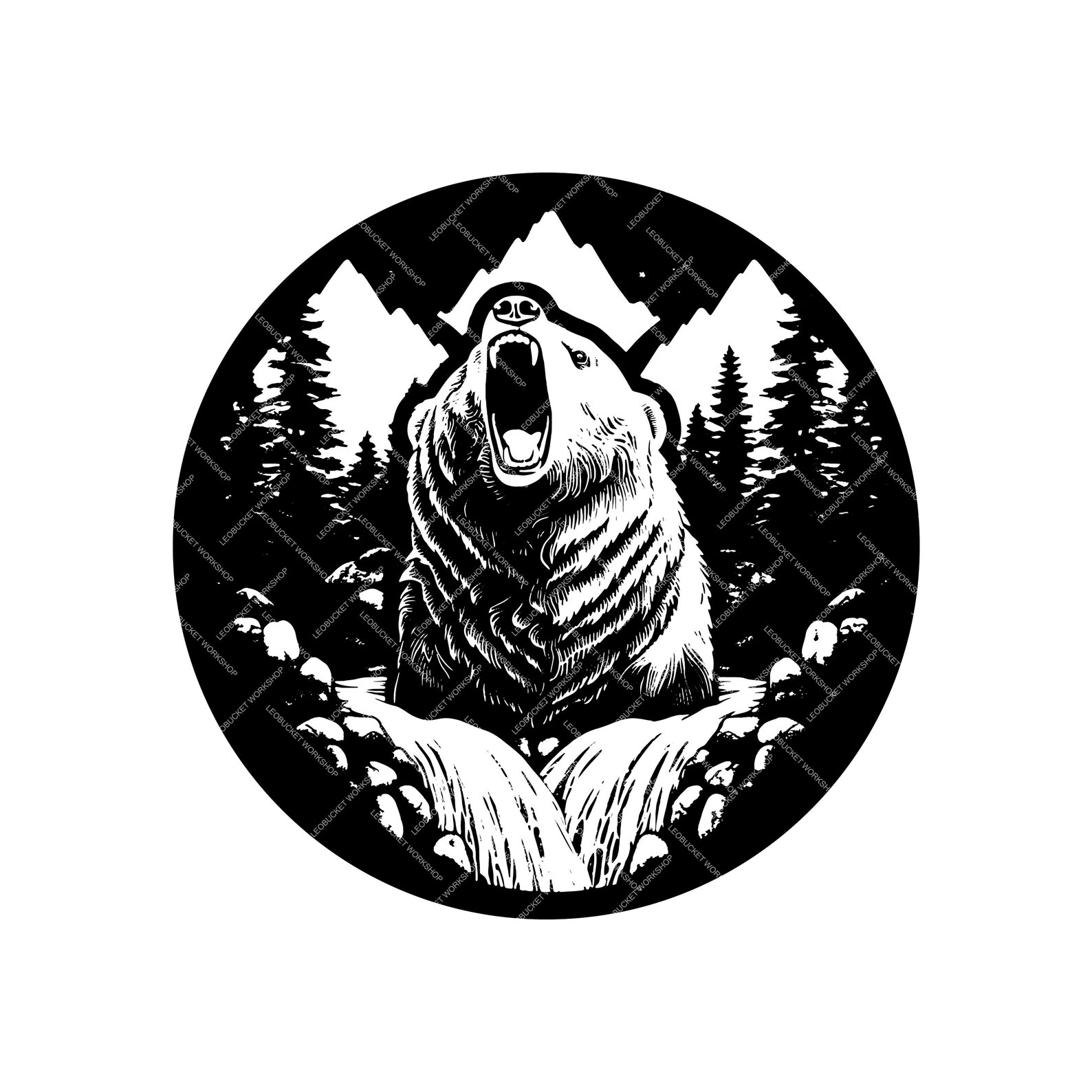 Roaring Bear SVG Cricut Cut File Printable Vector Image for Logo Design ...