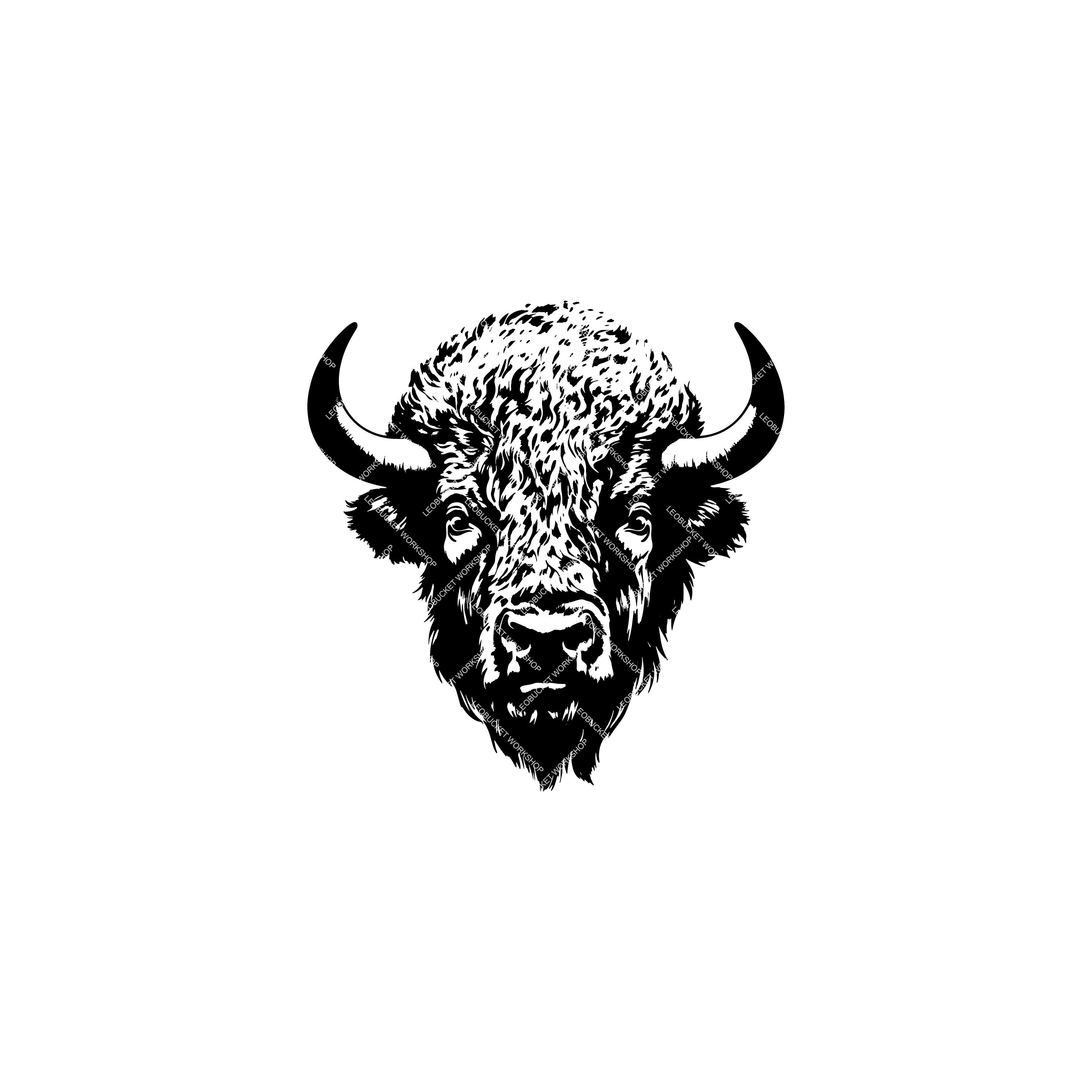 Cricut Bison Head SVG Cut File Vector Image for Wild Animal Logo Design ...