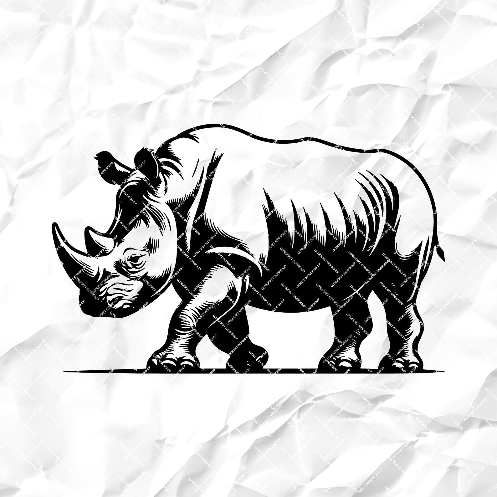 Walking Rhino SVG Cut File for Cricut - Wild Animal Vector Image for ...
